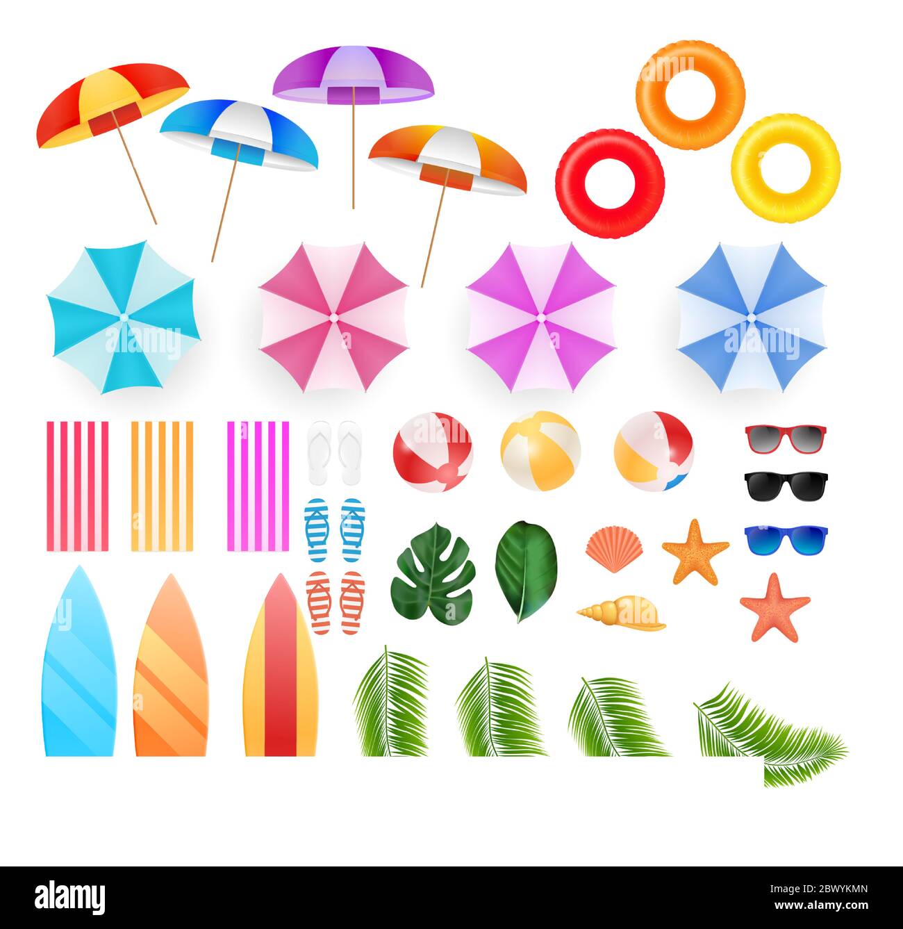summer day elements clip art set vector illustration Stock Vector Image ...
