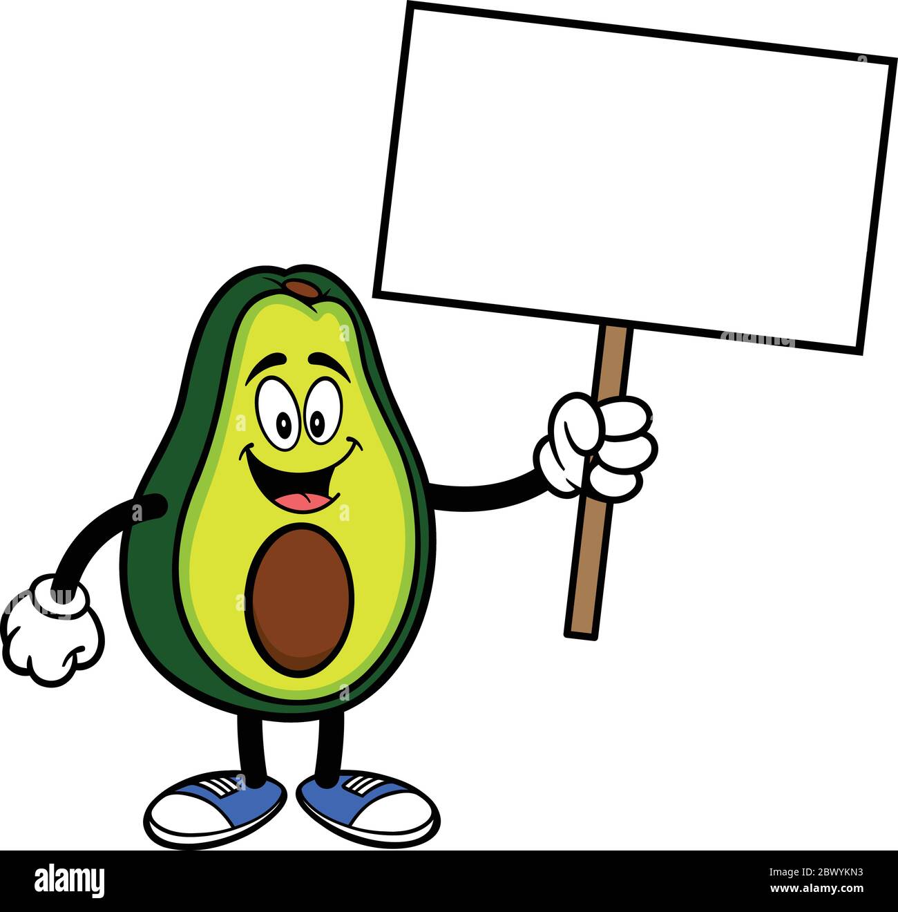 Avocado Mascot with Sign - A cartoon illustration of an Avocado Mascot ...