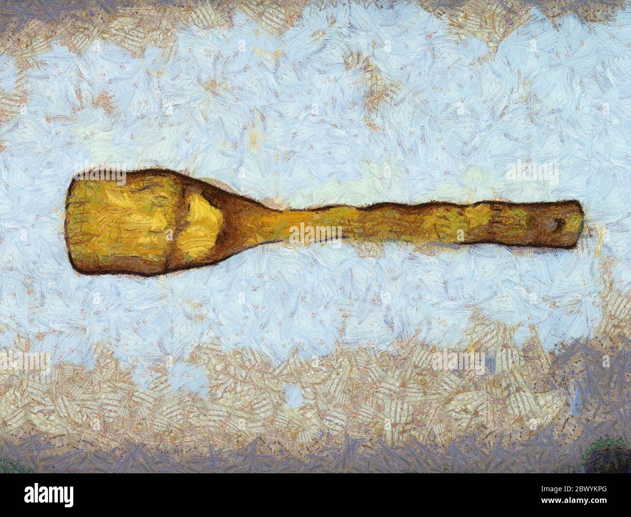Wooden ladle Illustration creating Impressionist painting Stock Photo ...