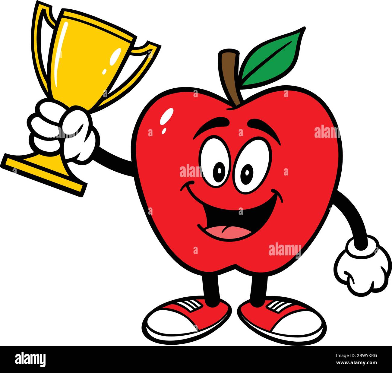 Apple Mascot with Trophy - A cartoon illustration of an Apple Mascot ...