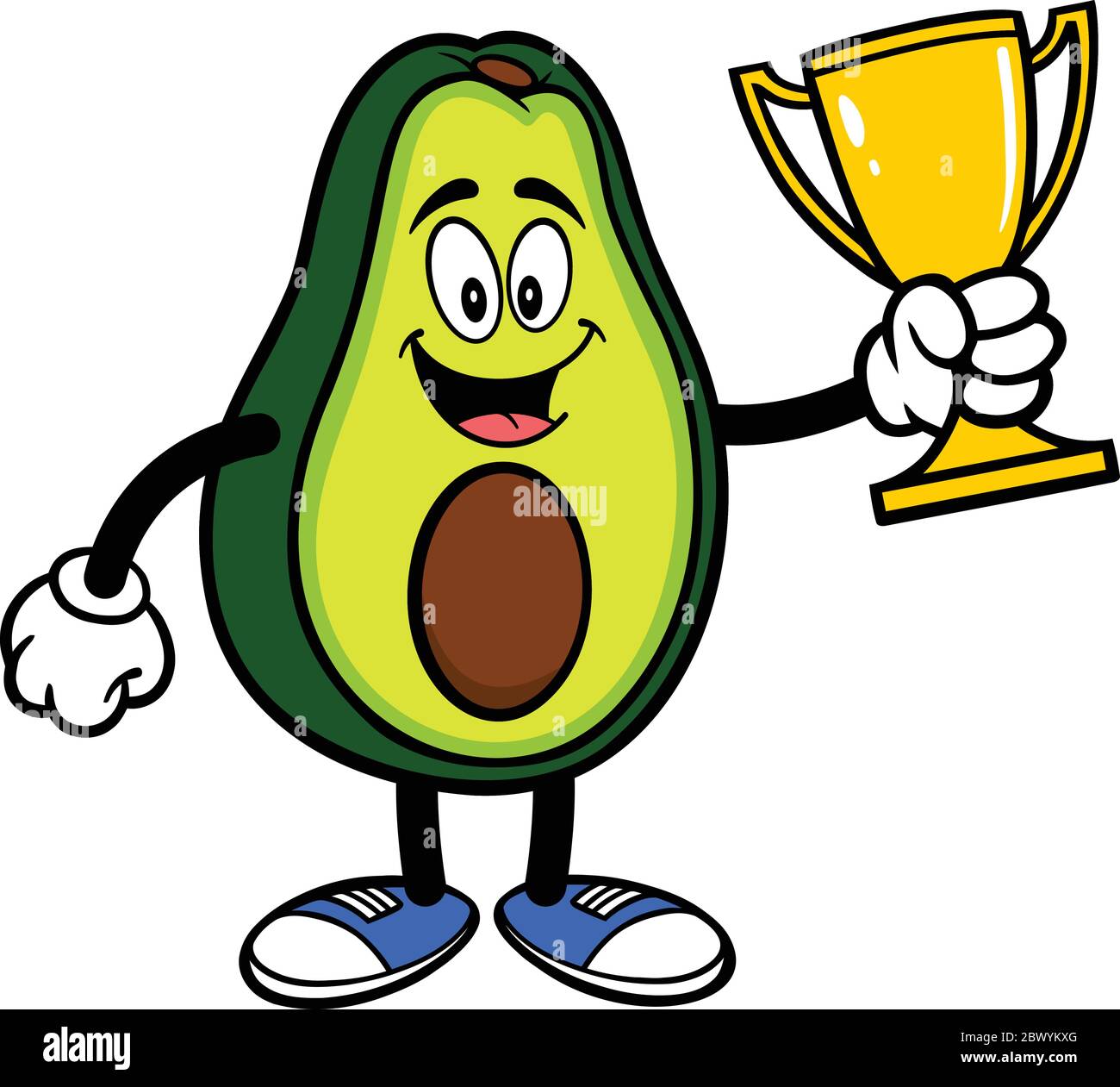 Avocado Mascot with Trophy - A cartoon illustration of an Avocado ...