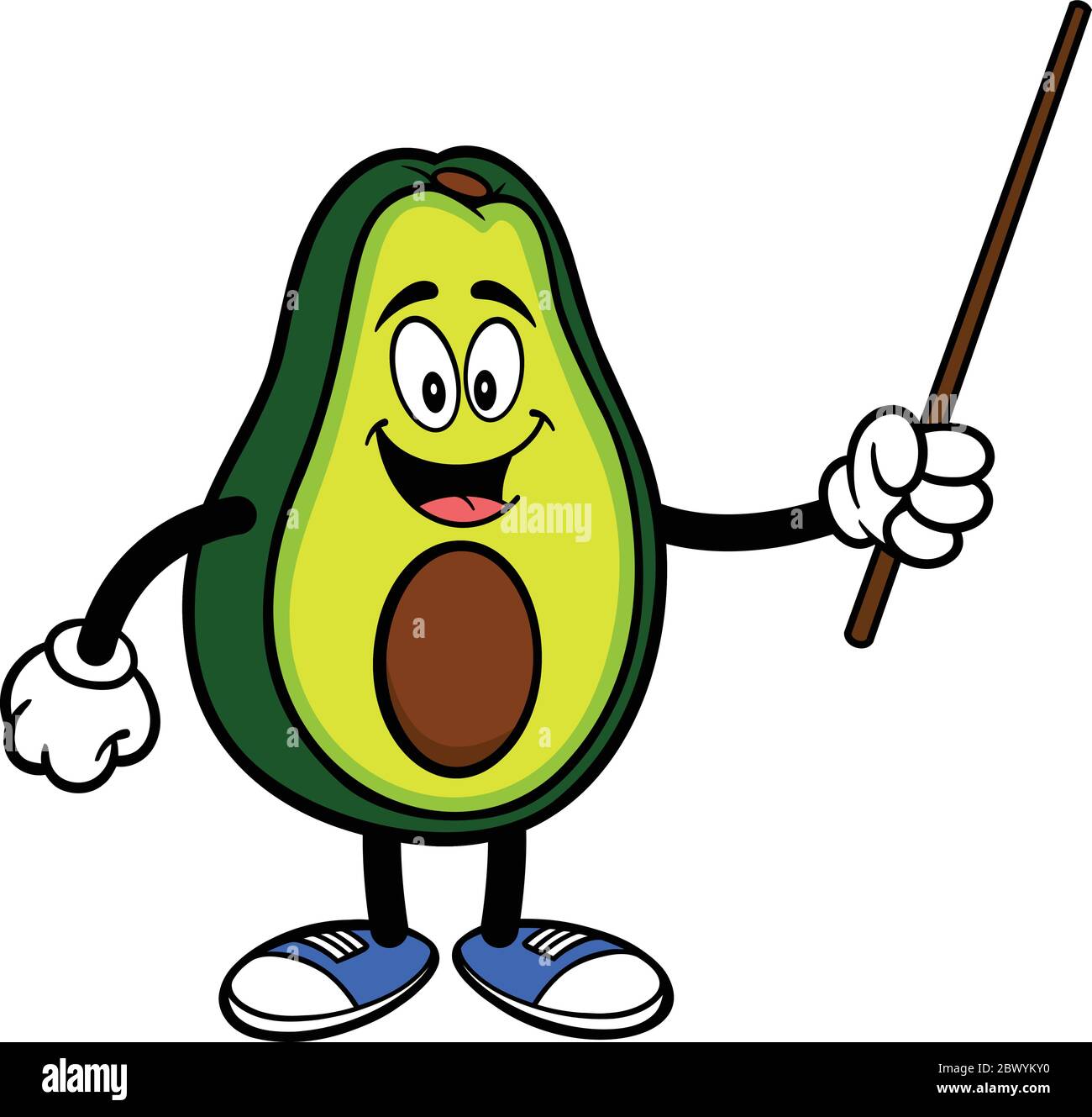 Avocado Mascot with Pointer Stick - A cartoon illustration of an ...