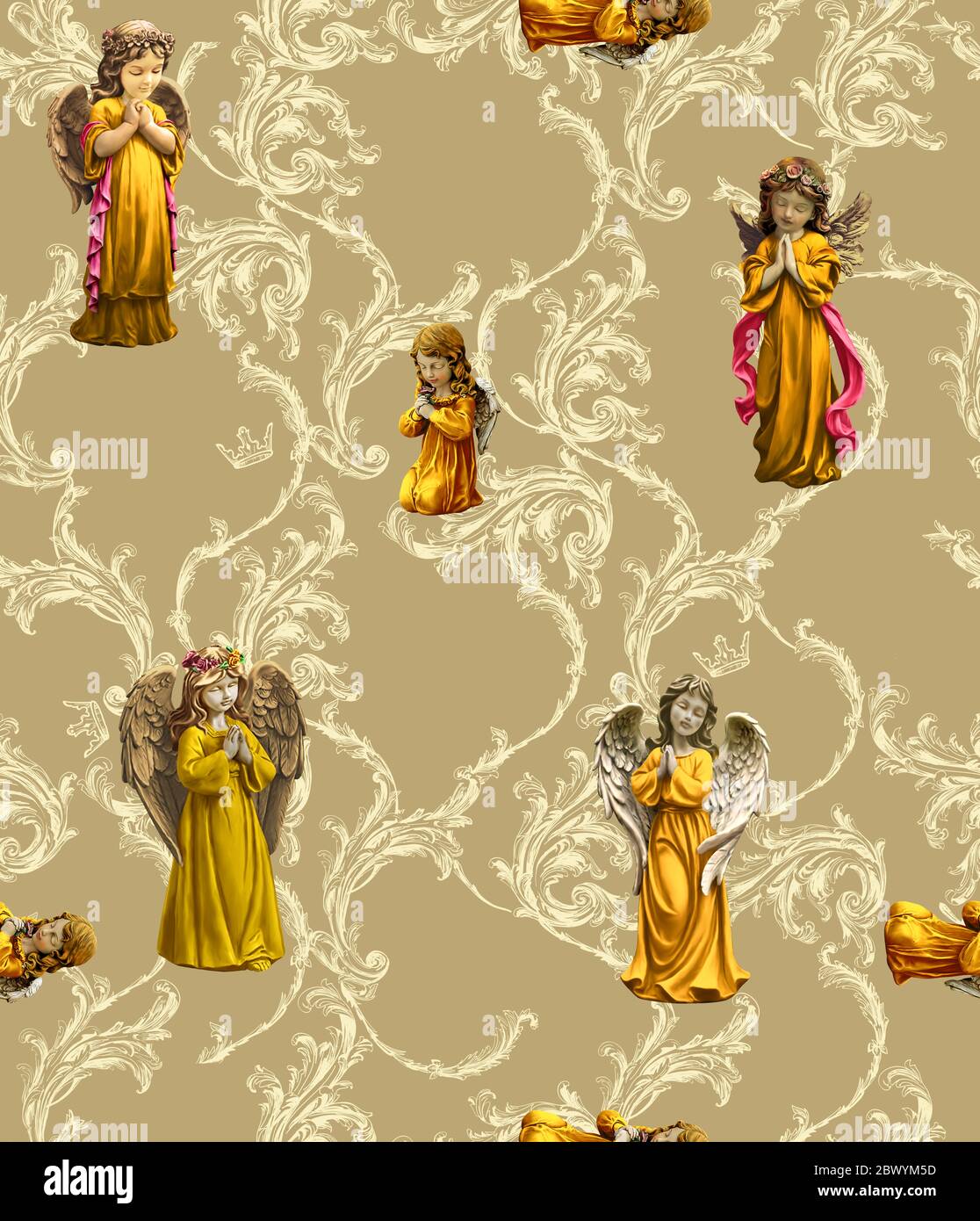 angel and gold baroque pattern Stock Photo - Alamy