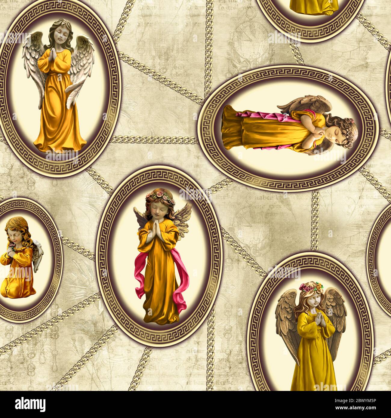 angel and gold chain pattern Stock Photo - Alamy