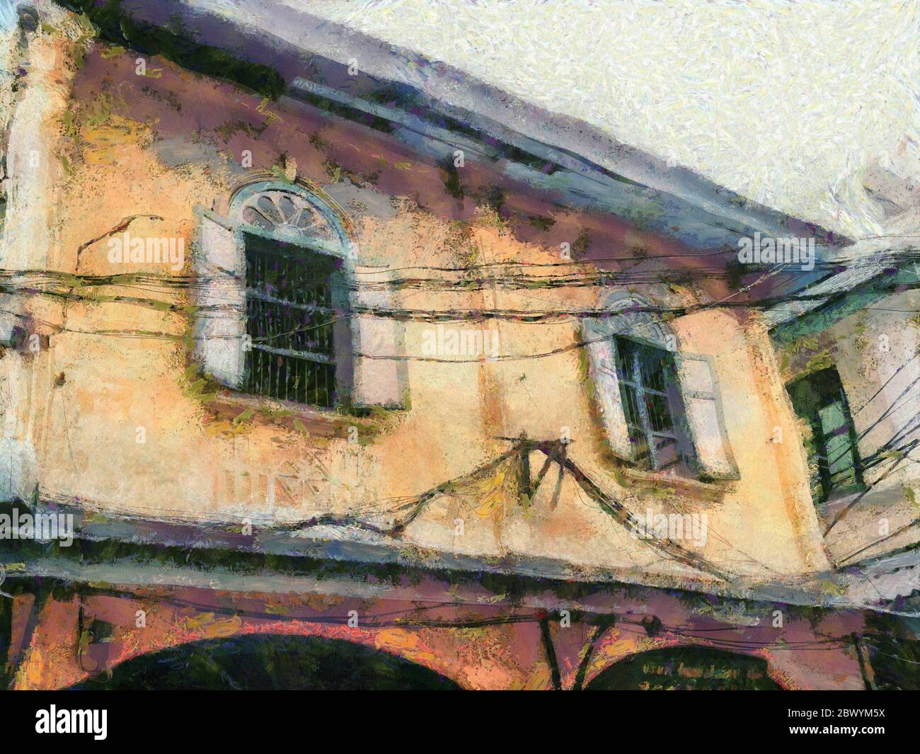 Colonial style ancient building architecture Illustrations creates an ...