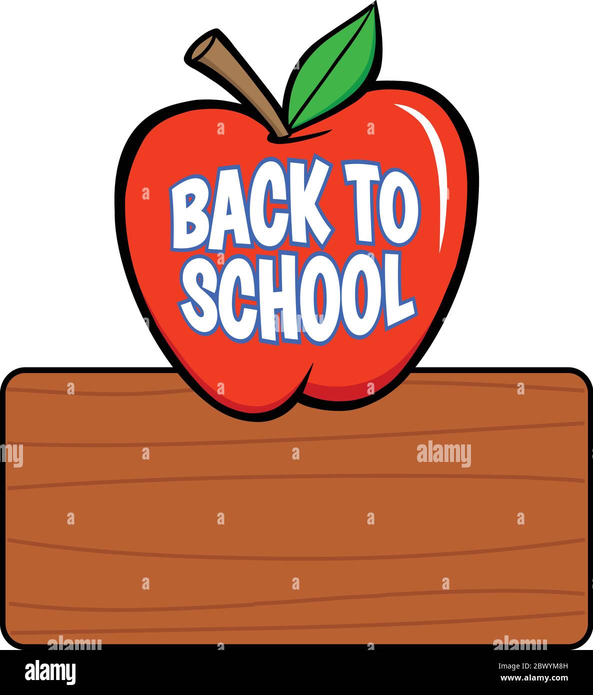 Back to School Apple Sign- An Illustration of a Back to School Apple ...