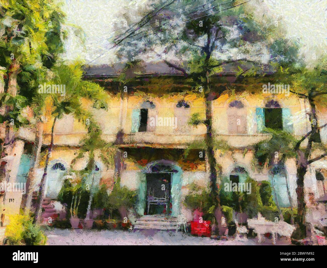 Colonial style ancient building architecture Illustrations creates an ...