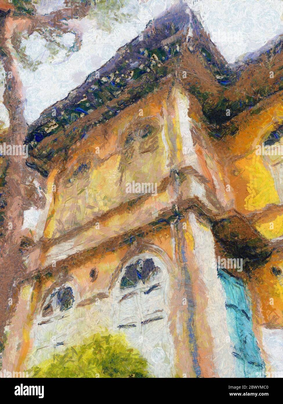 Colonial style ancient building architecture Illustrations creates an ...