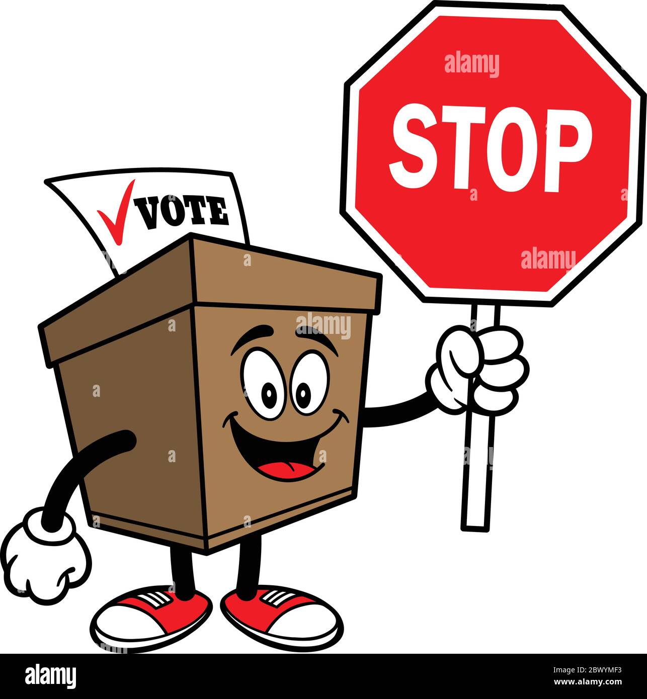 Ballot Box Cartoon with Stop Sign - An illustration of a Ballot Box ...