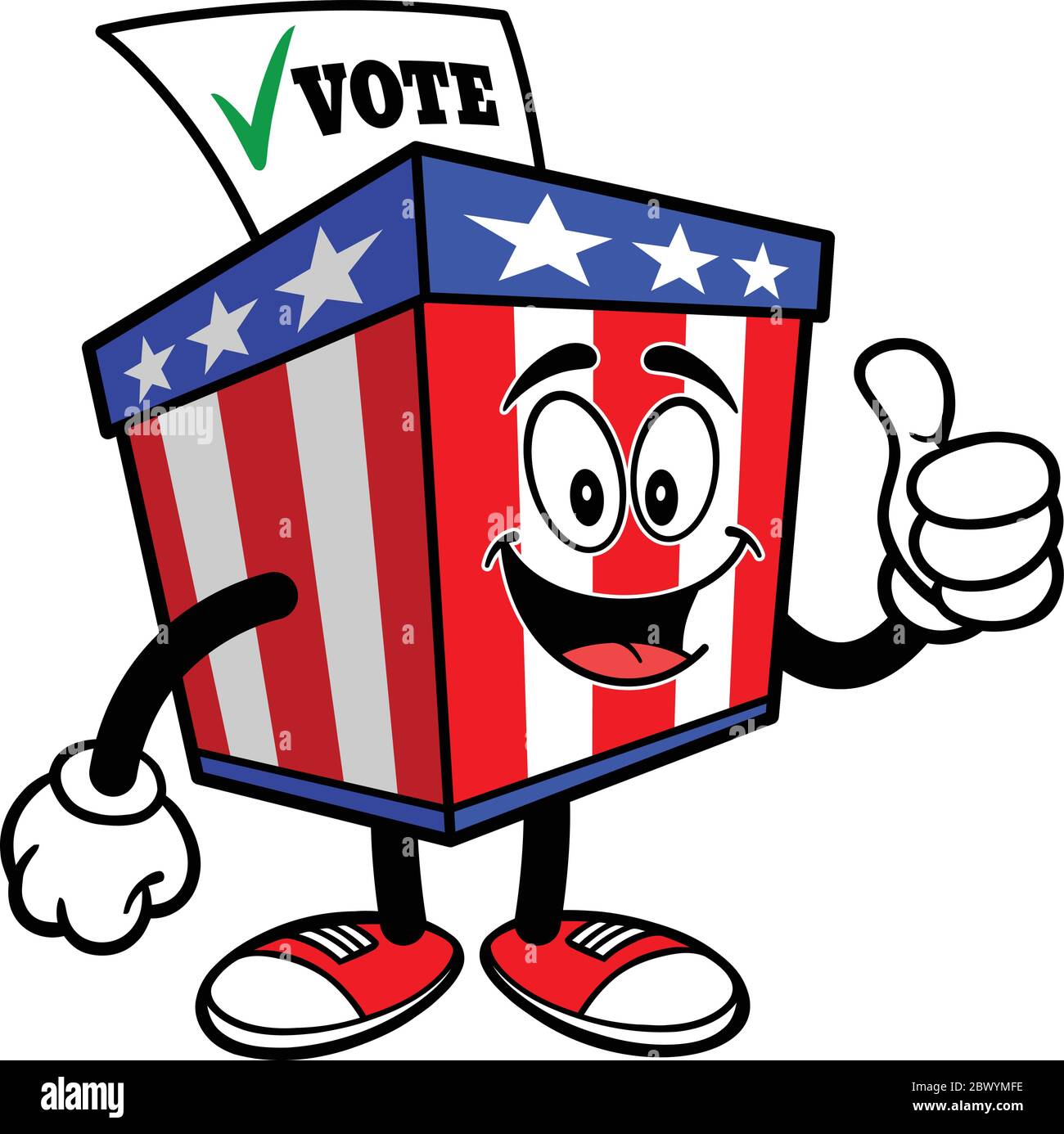 Ballot Box Mascot with Thumbs Up - A cartoon illustration of a Ballot ...