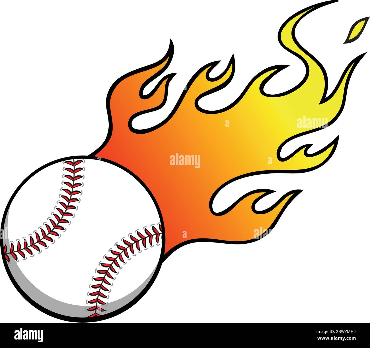 Baseball with Flames - A cartoon illustration of a Baseball with Flames ...