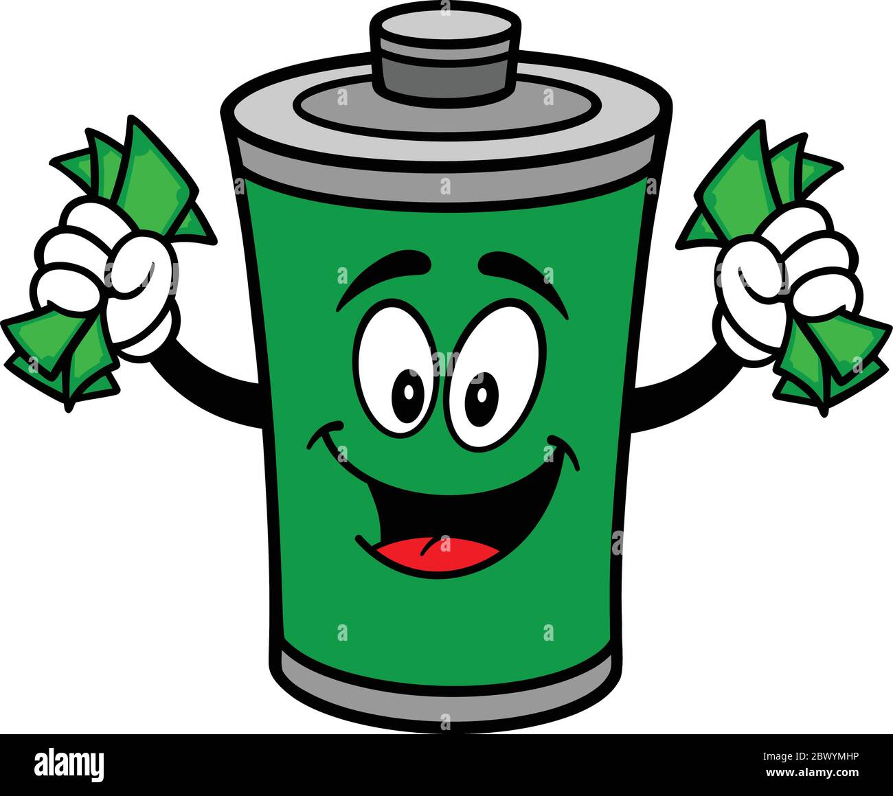 Battery Mascot with Money - A cartoon illustration of a Battery Mascot ...