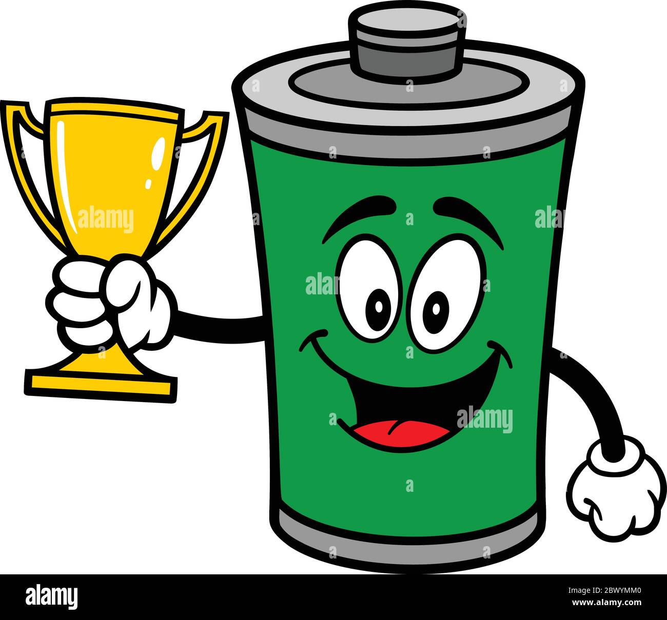 Battery Mascot with Trophy - A cartoon illustration of a Battery Mascot ...