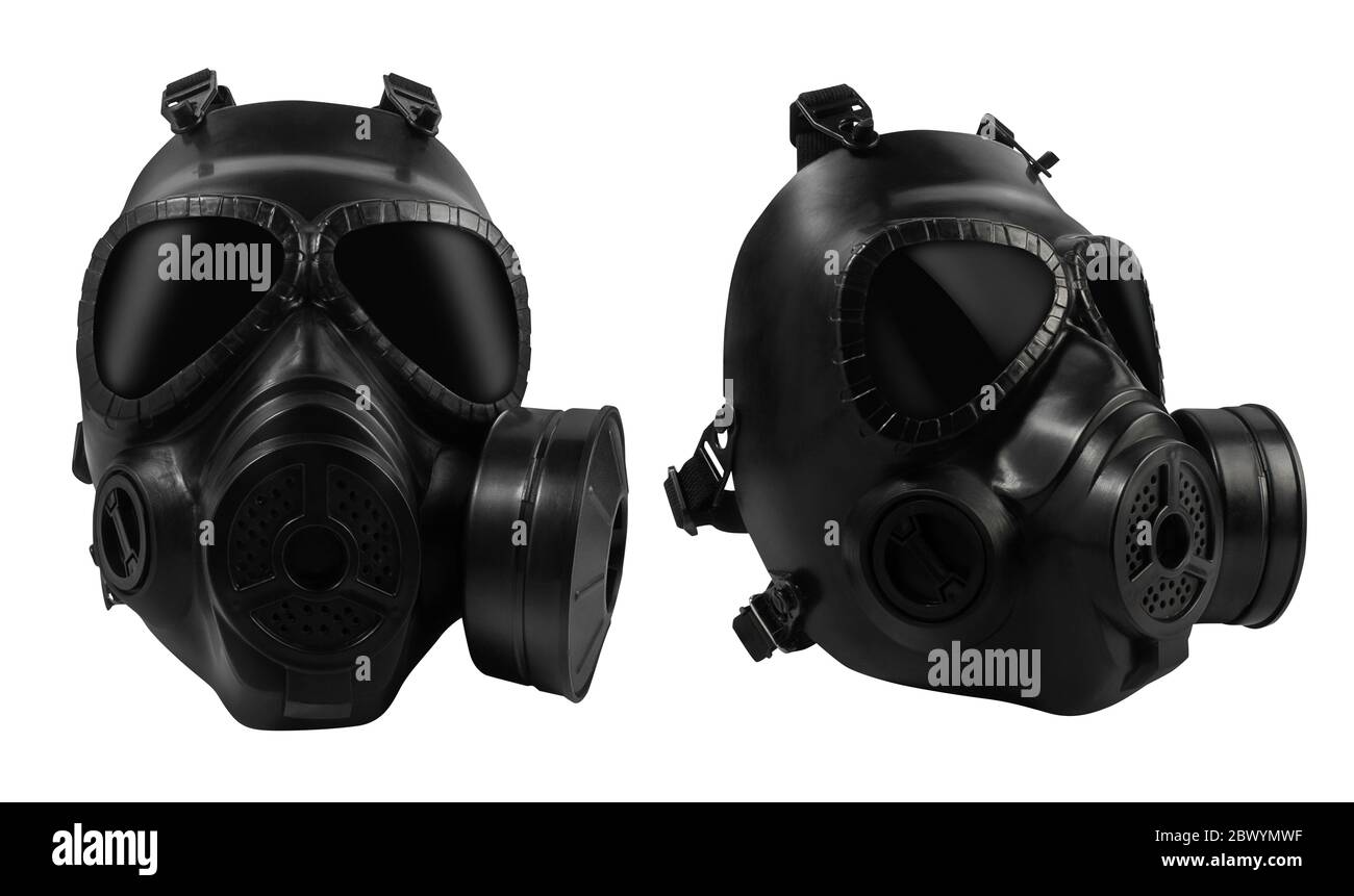 Isolated photo of a military black mask front and angle view on white ...