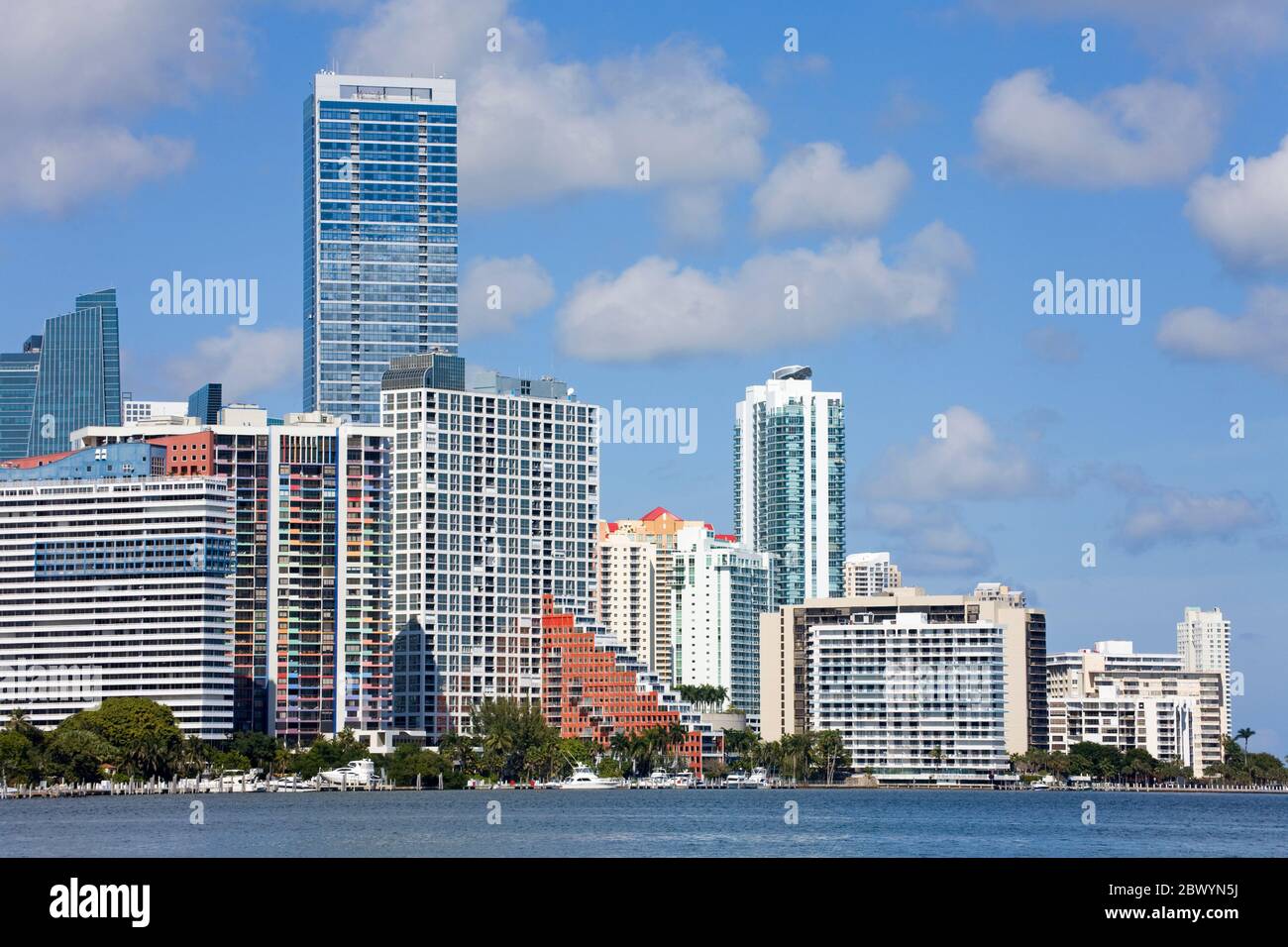 Miami skyline viewed from Key Biscayne, Miami, Florida, USA Stock Photo ...