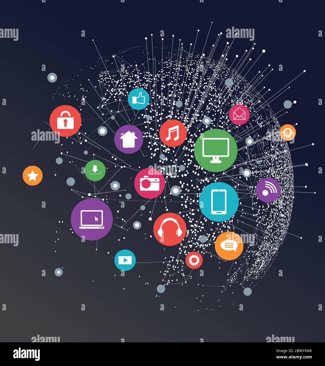 network world, blockchain, Internet of Things, virtual world Stock ...