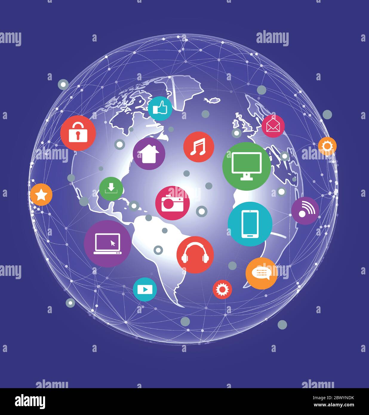network world, blockchain, Internet of Things, virtual world Stock ...