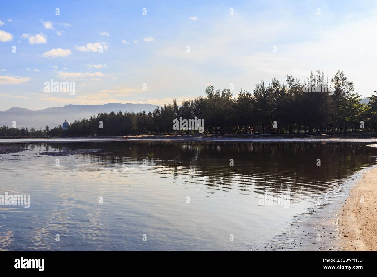 Nature beautiful beach side reflection on the morning for background ...