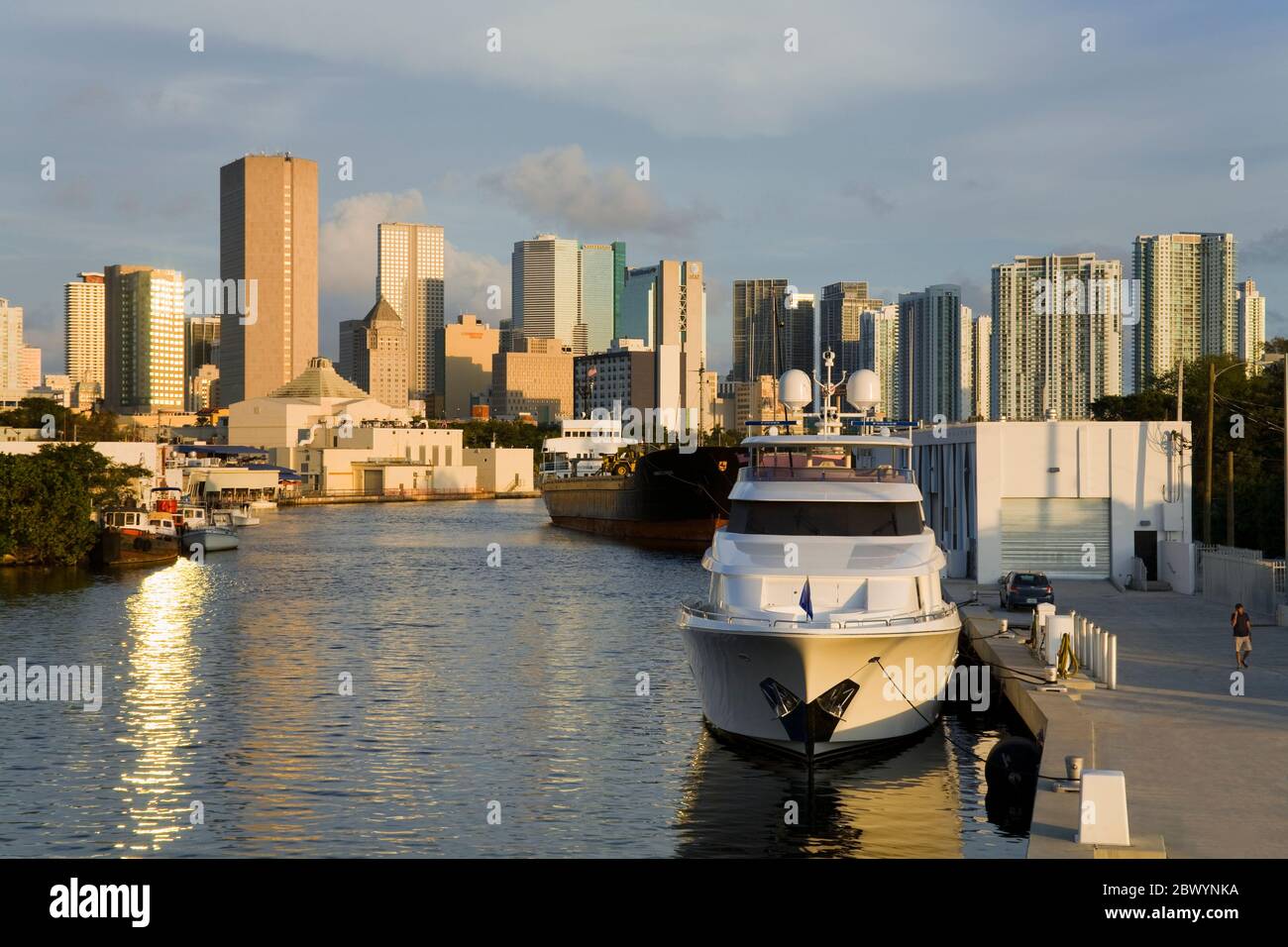 Miami River & skyline, Miami, Florida, USA Stock Photo - Alamy