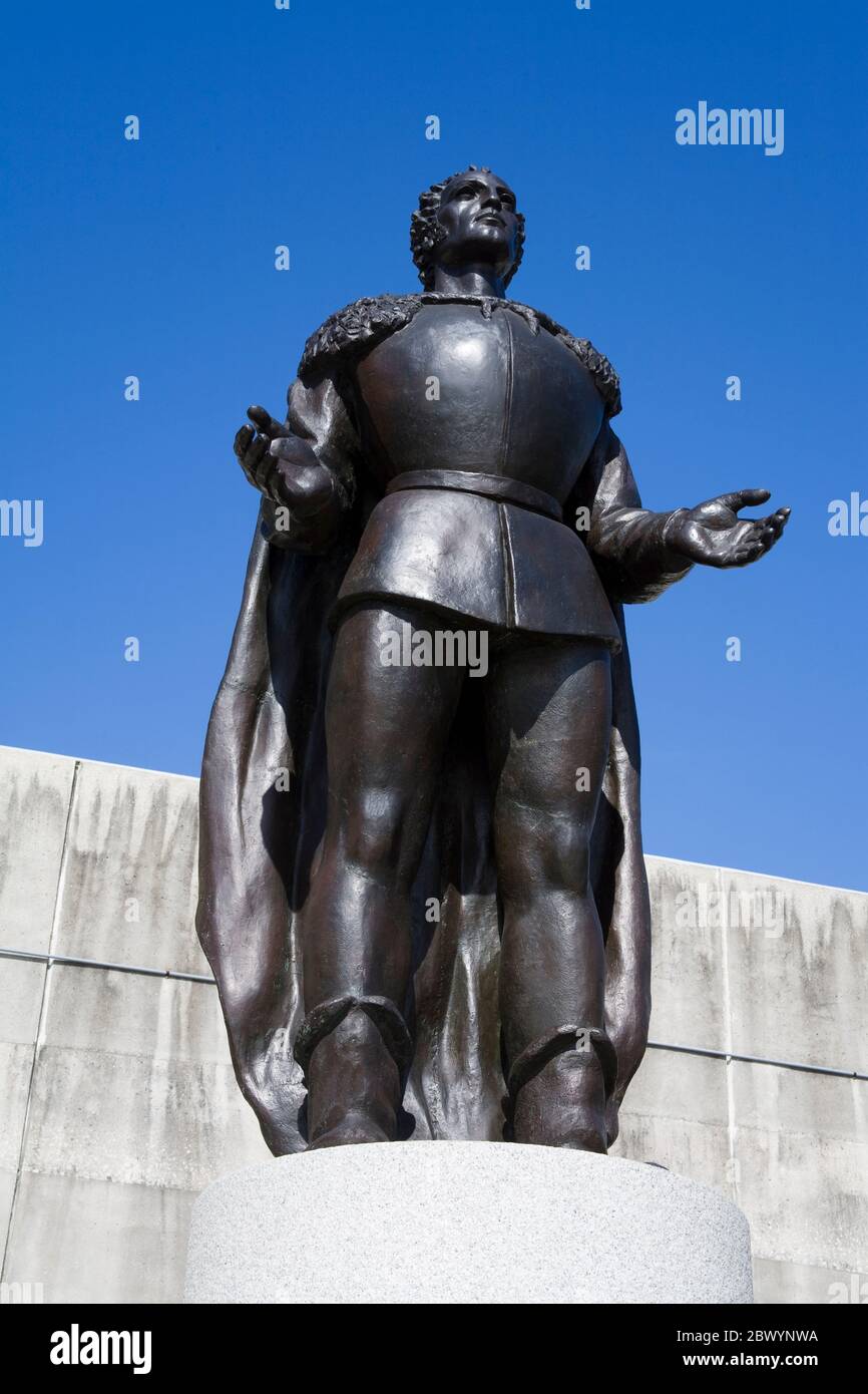 Christopher Columbus statue in Bayfront Park, Miami, Florida, USA Stock ...