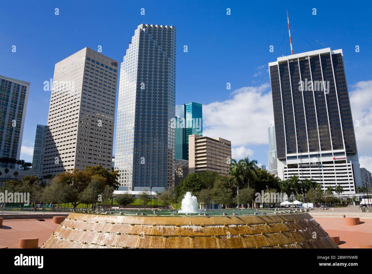 Fountain in Bayfront Park, Miami, Florida, USA Stock Photo - Alamy