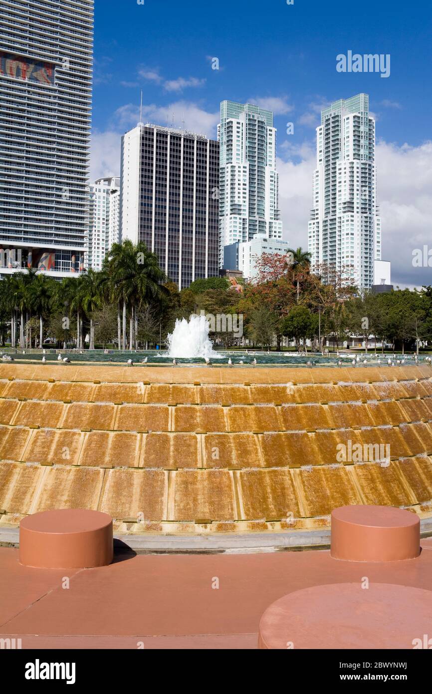 Fountain in Bayfront Park, Miami, Florida, USA Stock Photo - Alamy