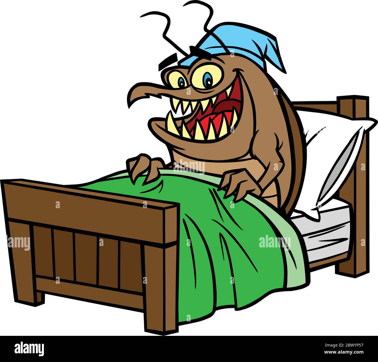 Bed Bug in Bed- A Cartoon Illustration of a Bed Bug in Bed Stock Vector ...