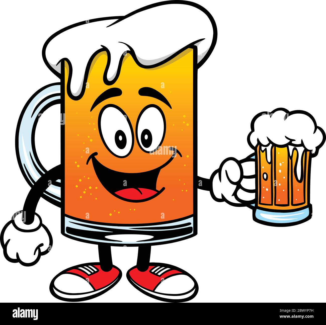 Beer Mascot with Beer - A cartoon illustration of a Beer Mascot with a ...
