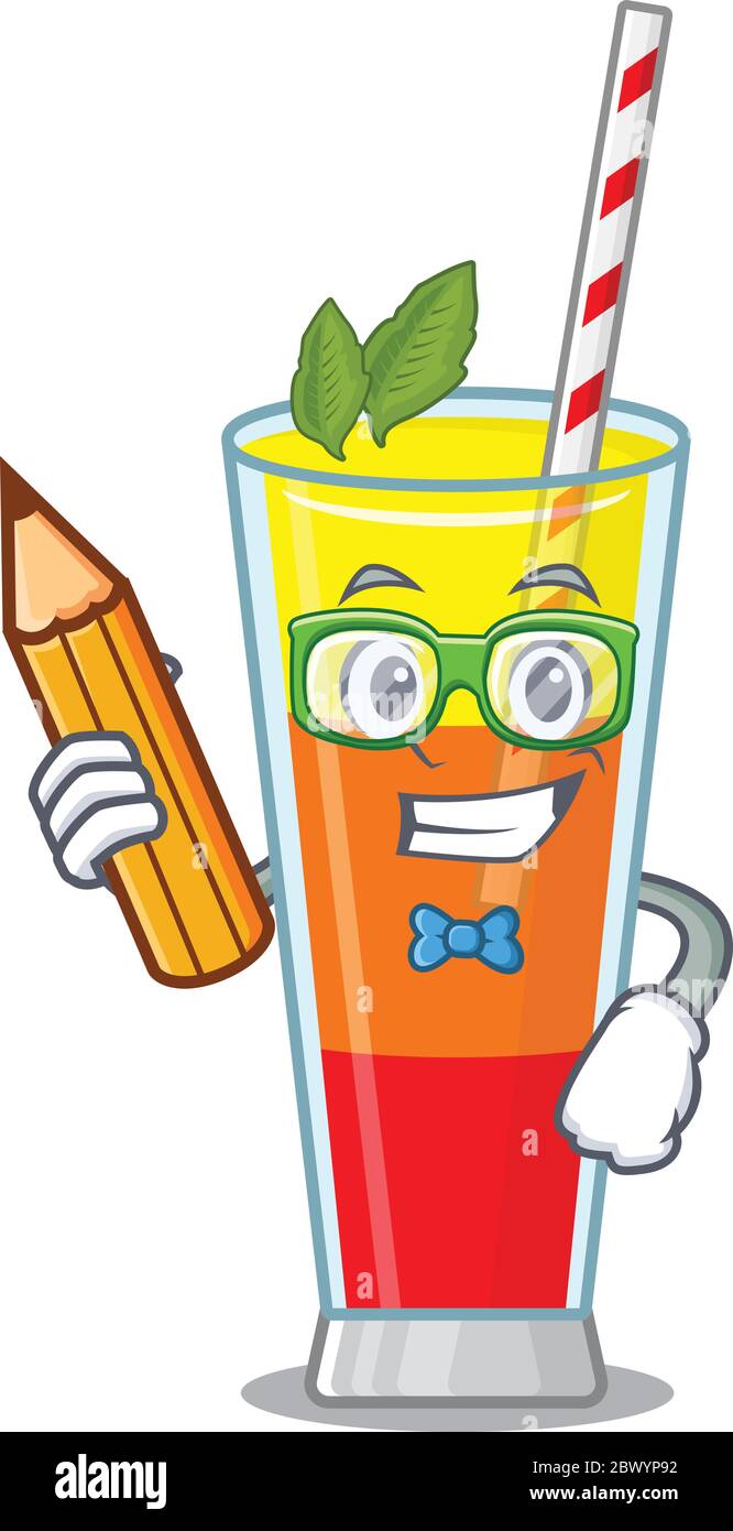 A clever student tequila sunrise cocktail cartoon character study at ...
