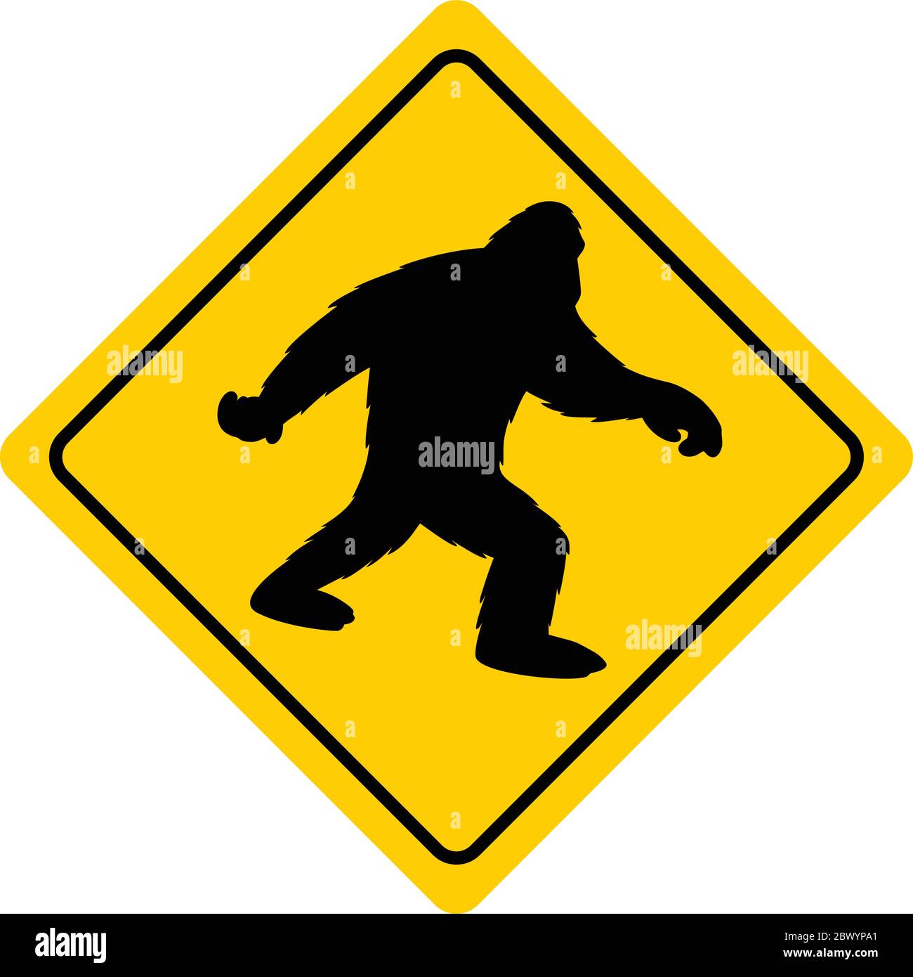 Bigfoot Crossing - A cartoon illustration of a Bigfoot Crossing Sign ...