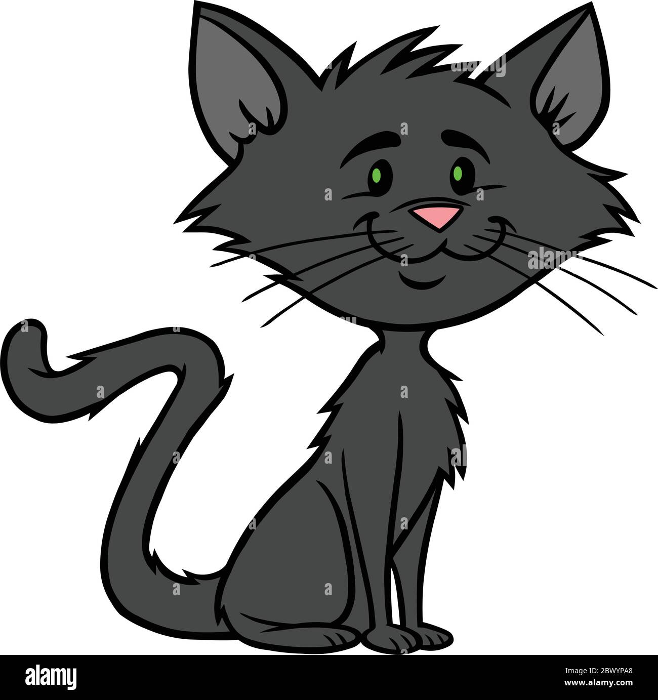 Black Cat- A Cartoon Illustration of a Black Cat Stock Vector Image ...