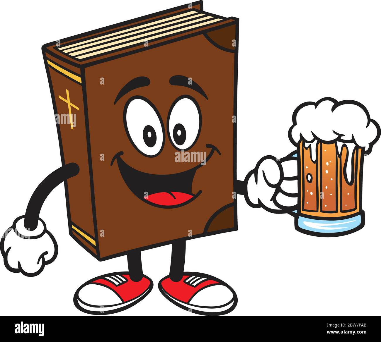 Bible Mascot with Beer - A cartoon illustration of a Bible Mascot with ...