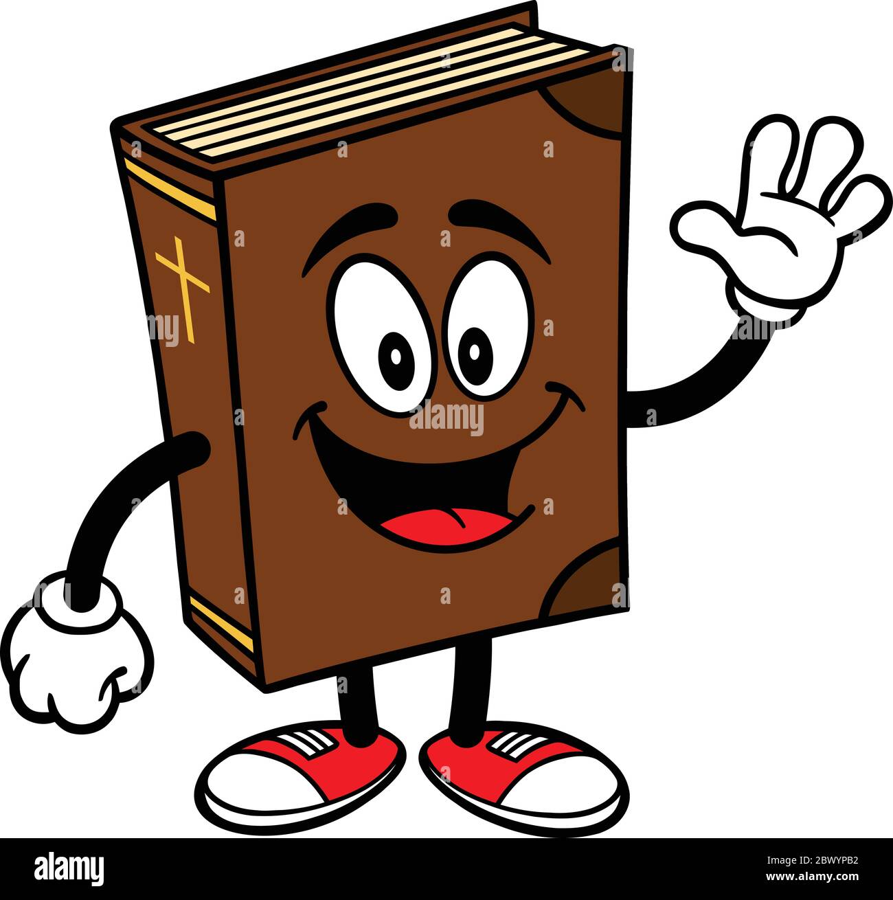 Bible Mascot Waving - A cartoon illustration of a Bible Mascot Waving ...