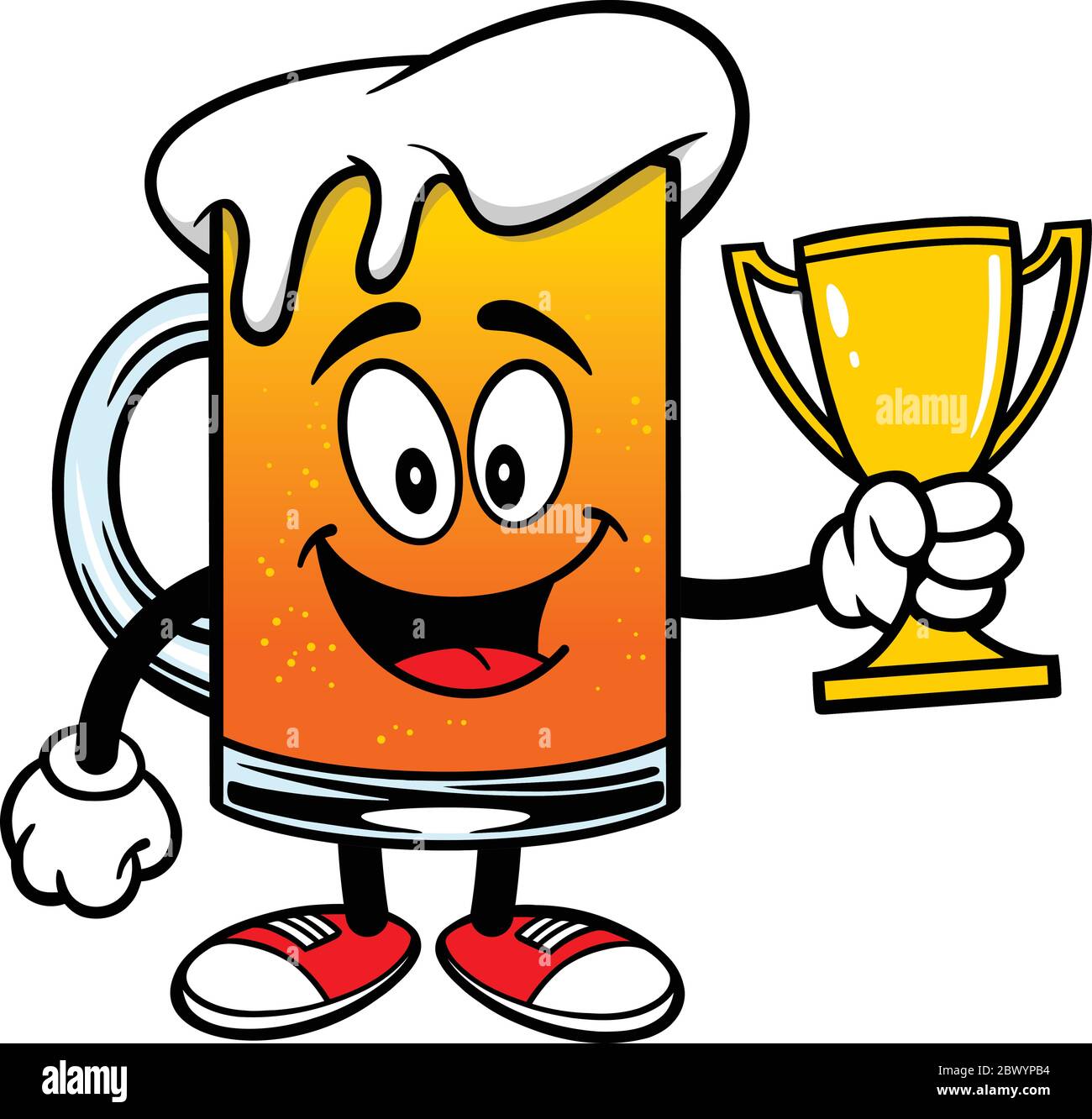 Beer Mascot with Trophy - A cartoon illustration of a Beer Mascot with ...