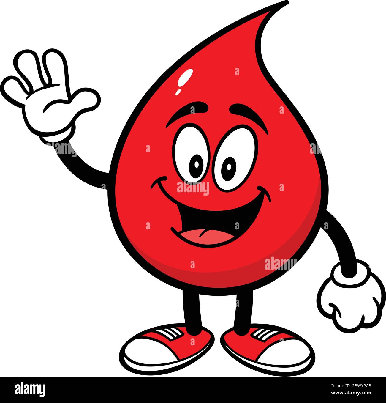 Blood Drop Mascot Waving - A cartoon illustration of a Blood Drop ...