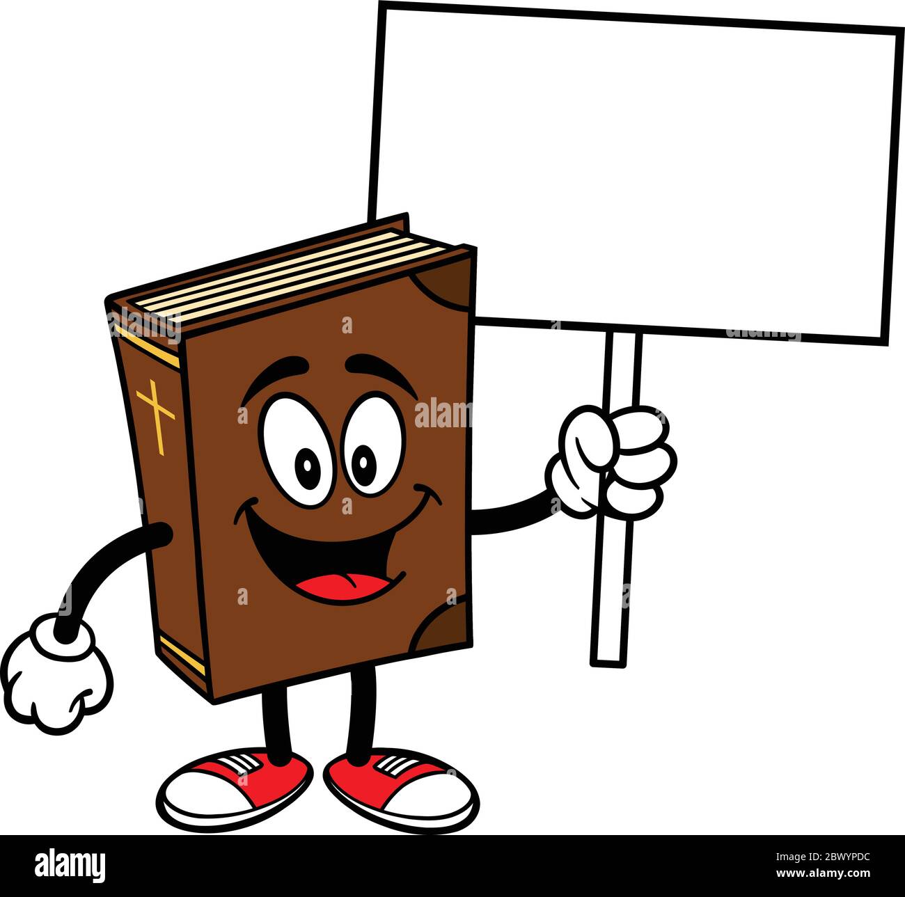 Bible Mascot with Sign - A cartoon illustration of a Bible Mascot with ...