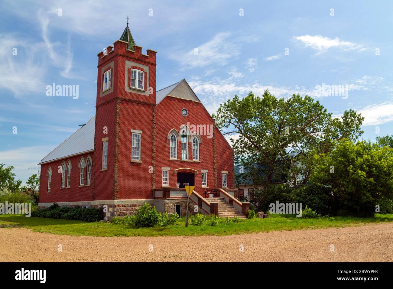 Exterior of Aneroid United Church in the Canadian Prairies town of ...