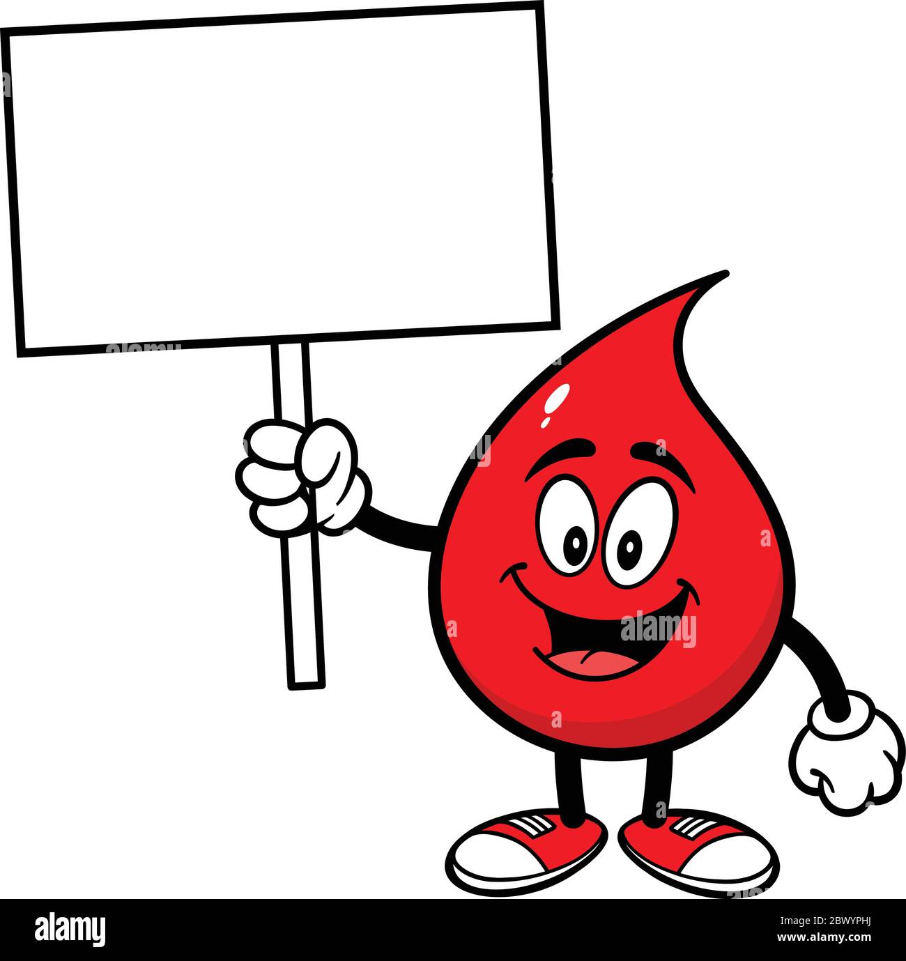 Blood Drop Mascot with Sign - A cartoon illustration of a Blood Drop ...