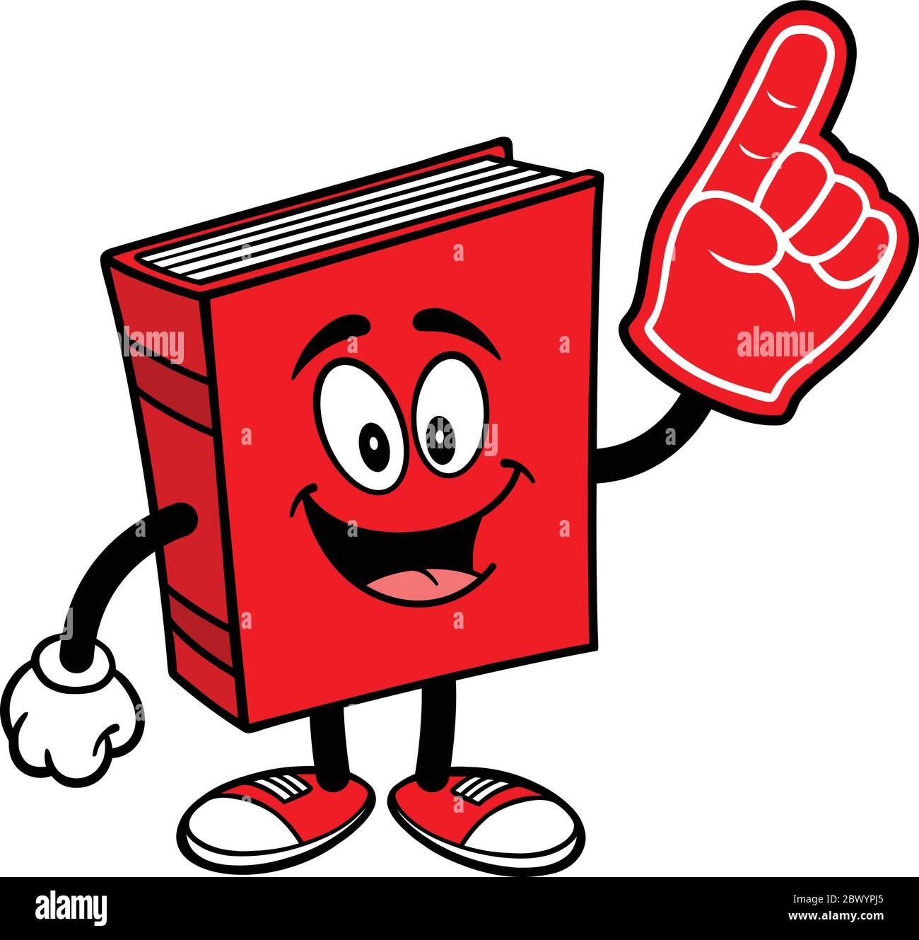 Book Mascot with Foam Finger - A cartoon illustration of a Book Mascot ...