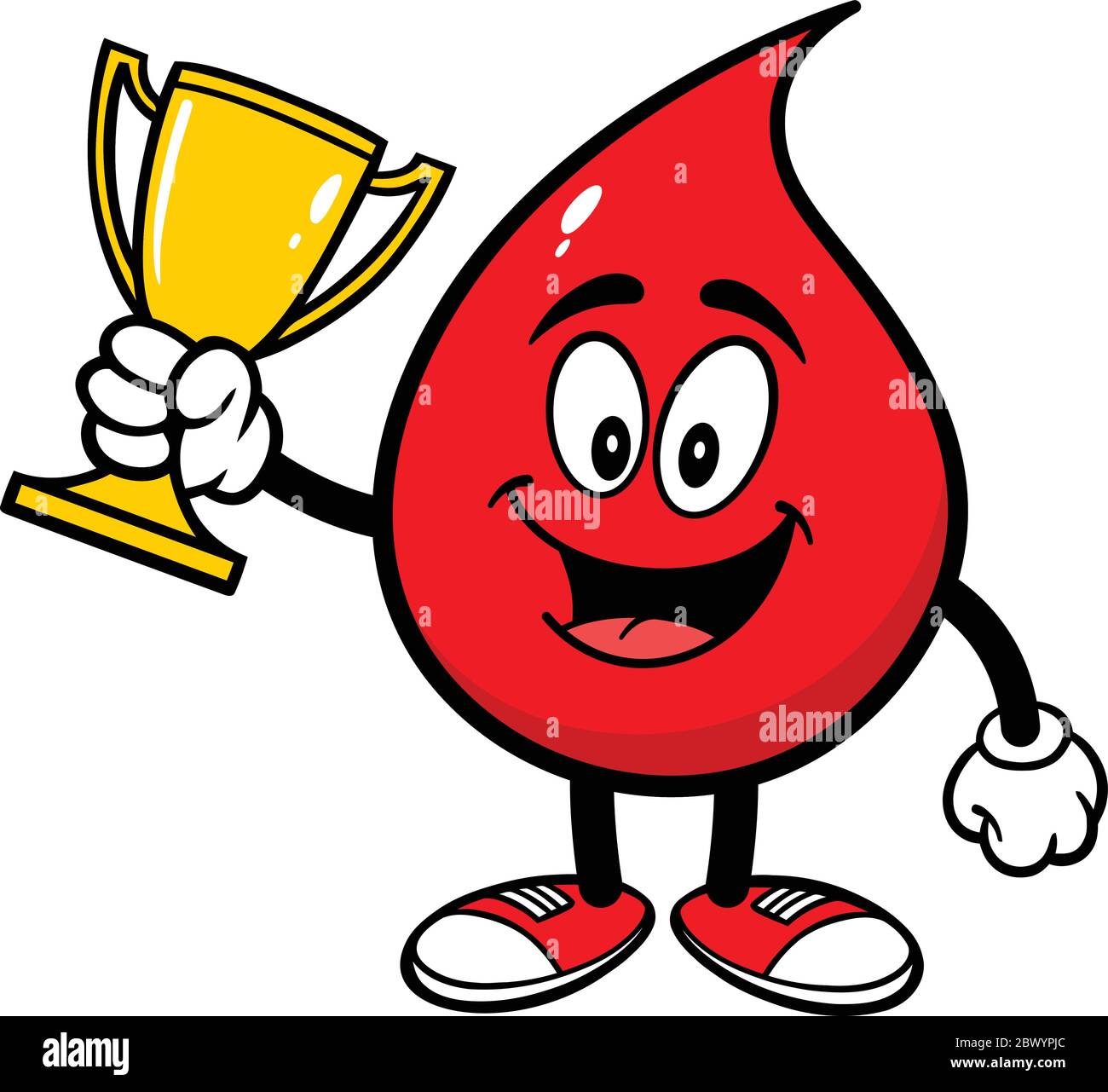 Blood Drop Mascot with Trophy - A cartoon illustration of a Blood Drop ...