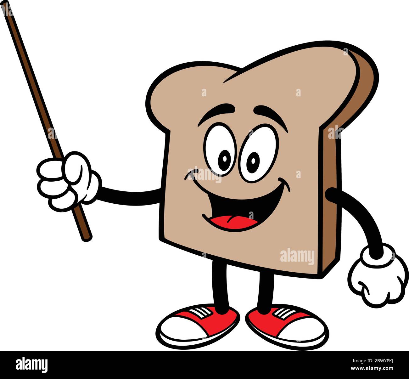 Bread Slice Mascot with Pointer Stick - A cartoon illustration of a ...