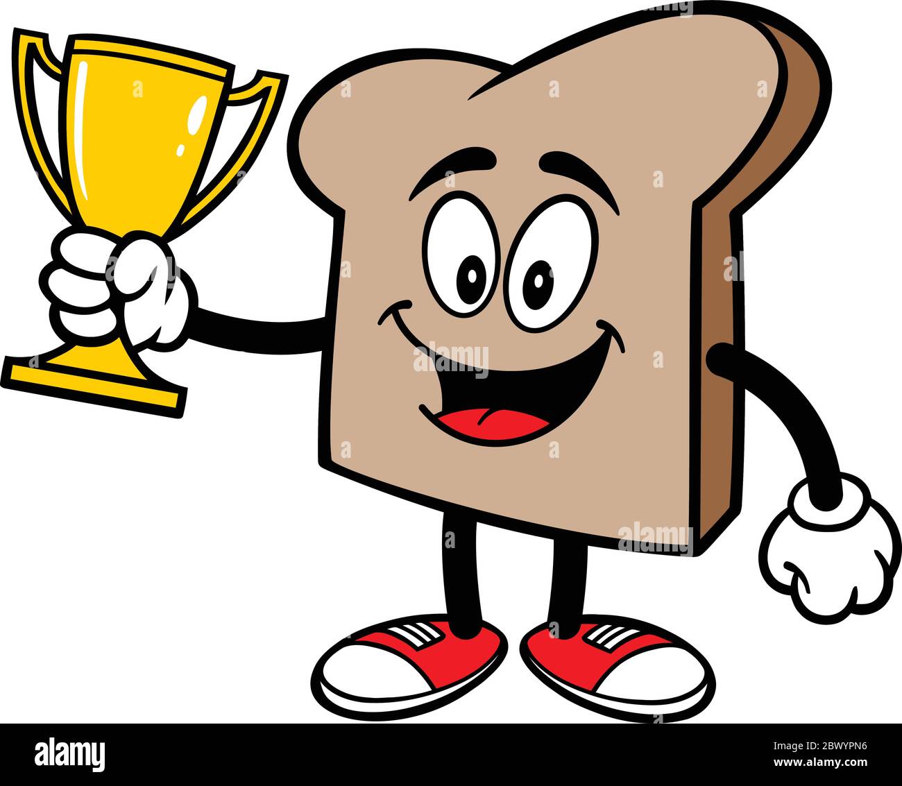 Bread Slice Mascot with Trophy - A cartoon illustration of a Bread ...