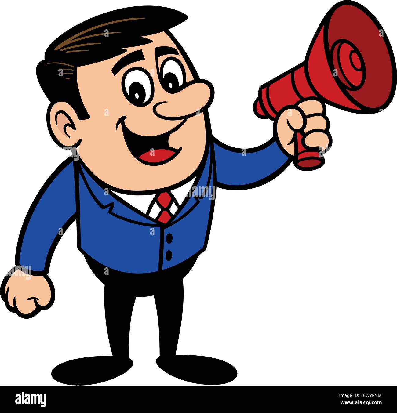 Businessman with Bullhorn- A Cartoon Illustration of a Businessman with ...