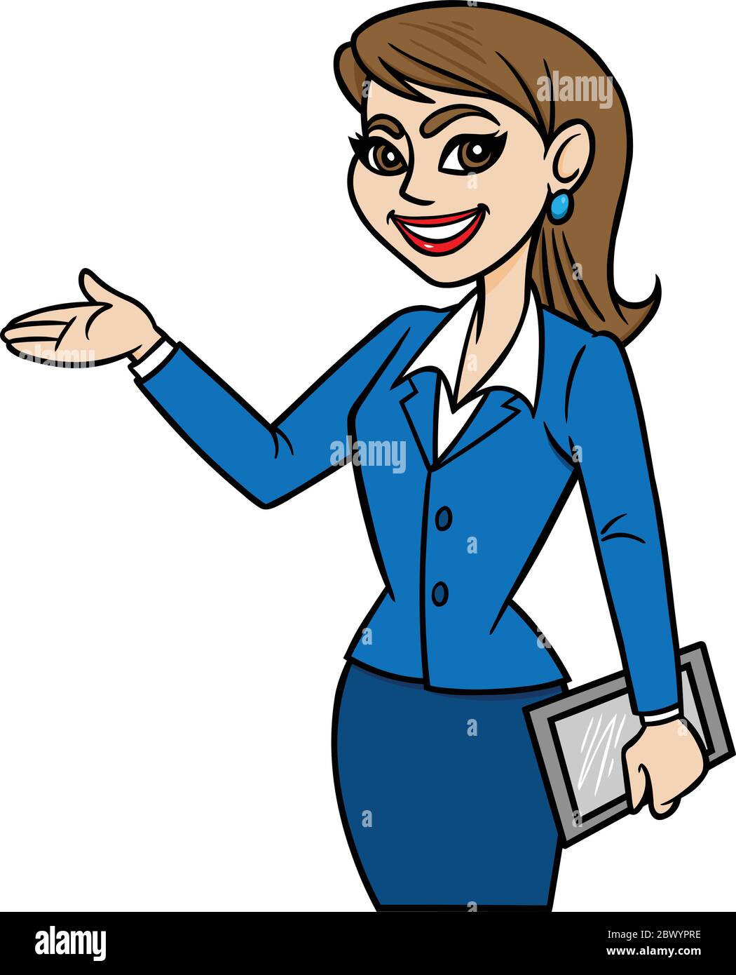 Business Lady with Tablet- A Cartoon Illustration of a Business Lady ...