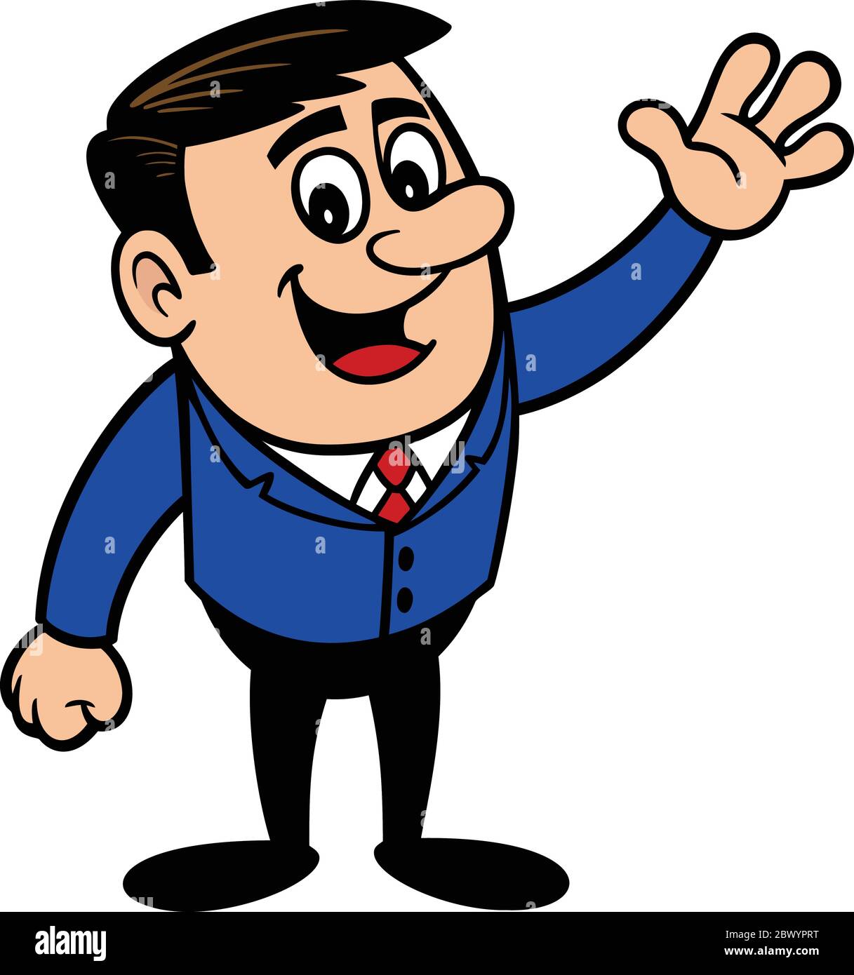 Businessman Waving- A Cartoon Illustration of a Businessman Waving ...