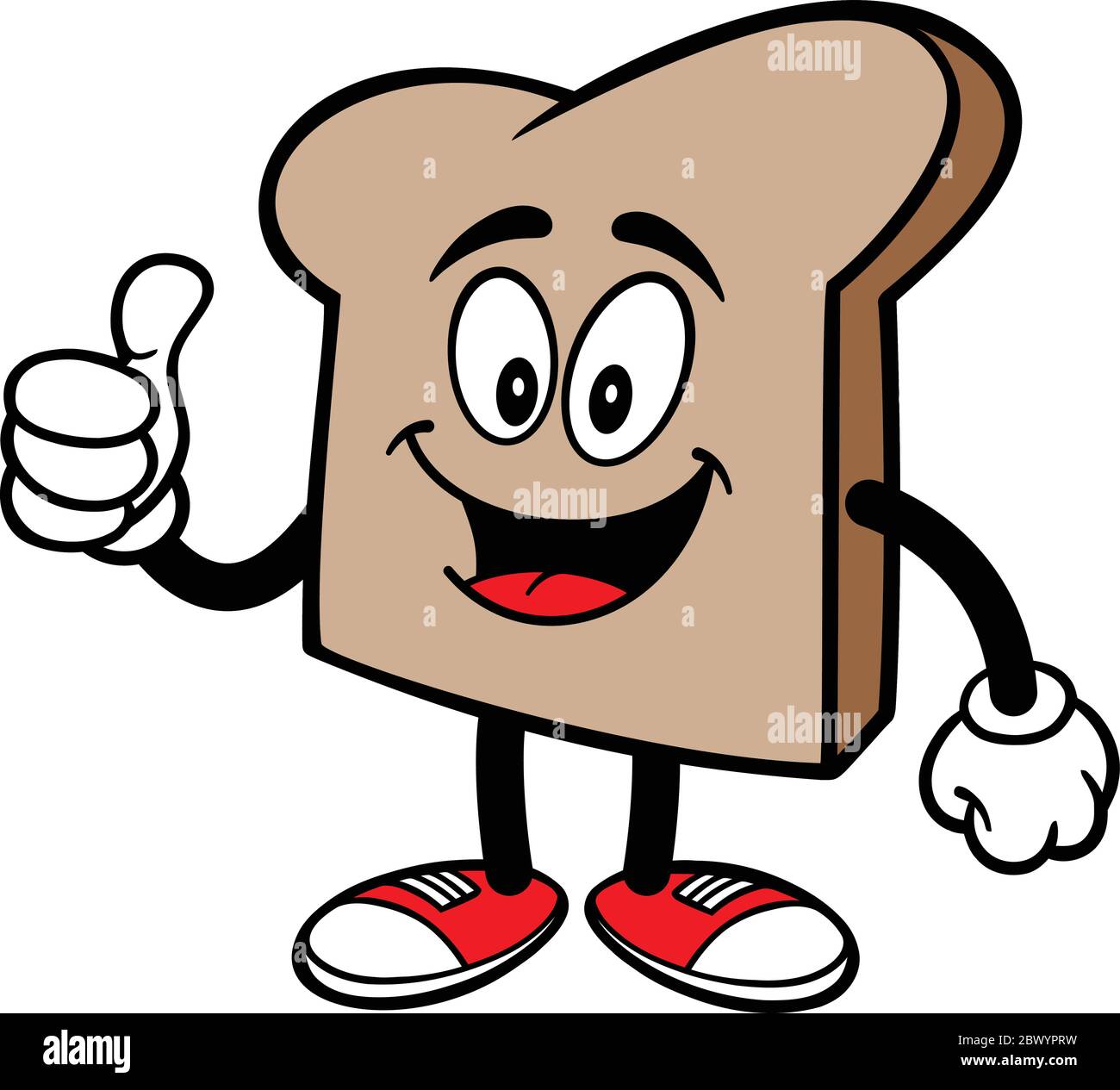 Bread Slice Mascot with Thumbs Up - A cartoon illustration of a Bread ...