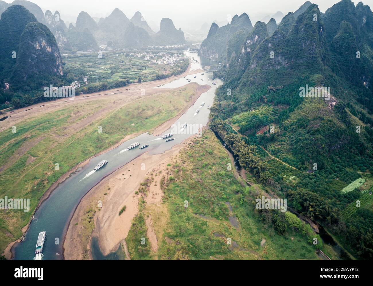 view of Li River and mountain around it Stock Photo - Alamy