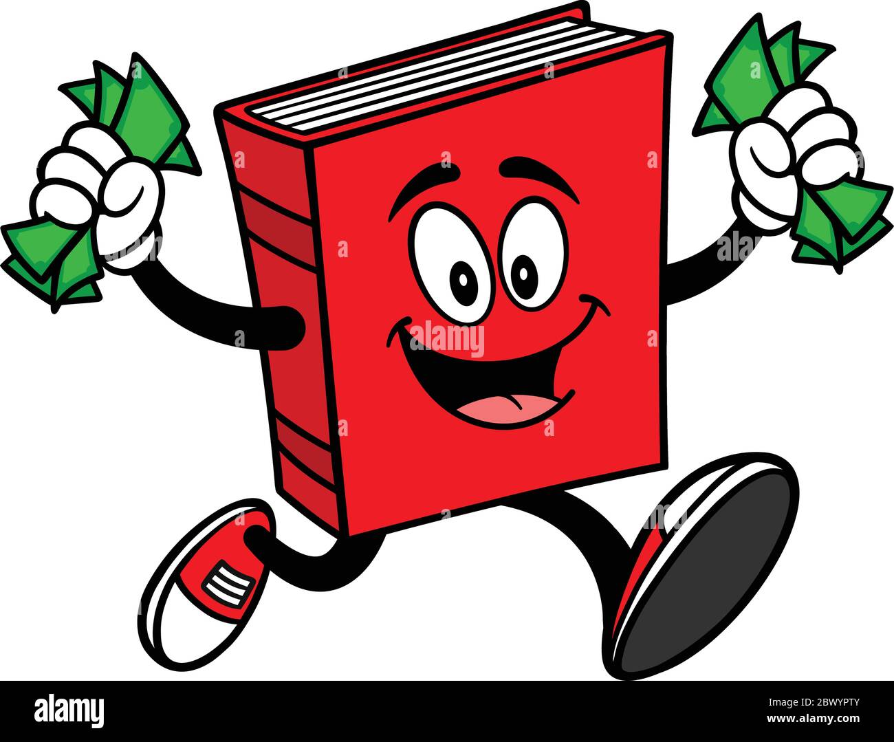Book Mascot Running with Money - A cartoon illustration of a Book ...