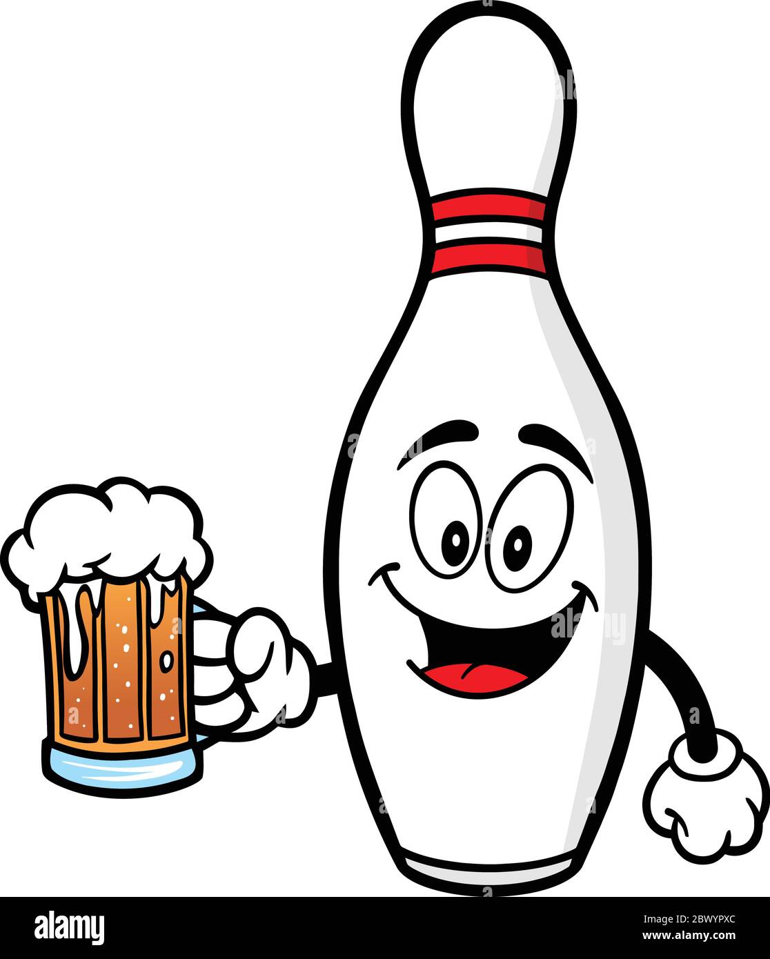 Bowling Pin with Beer- A Cartoon Illustration of a Bowling Pin with a ...