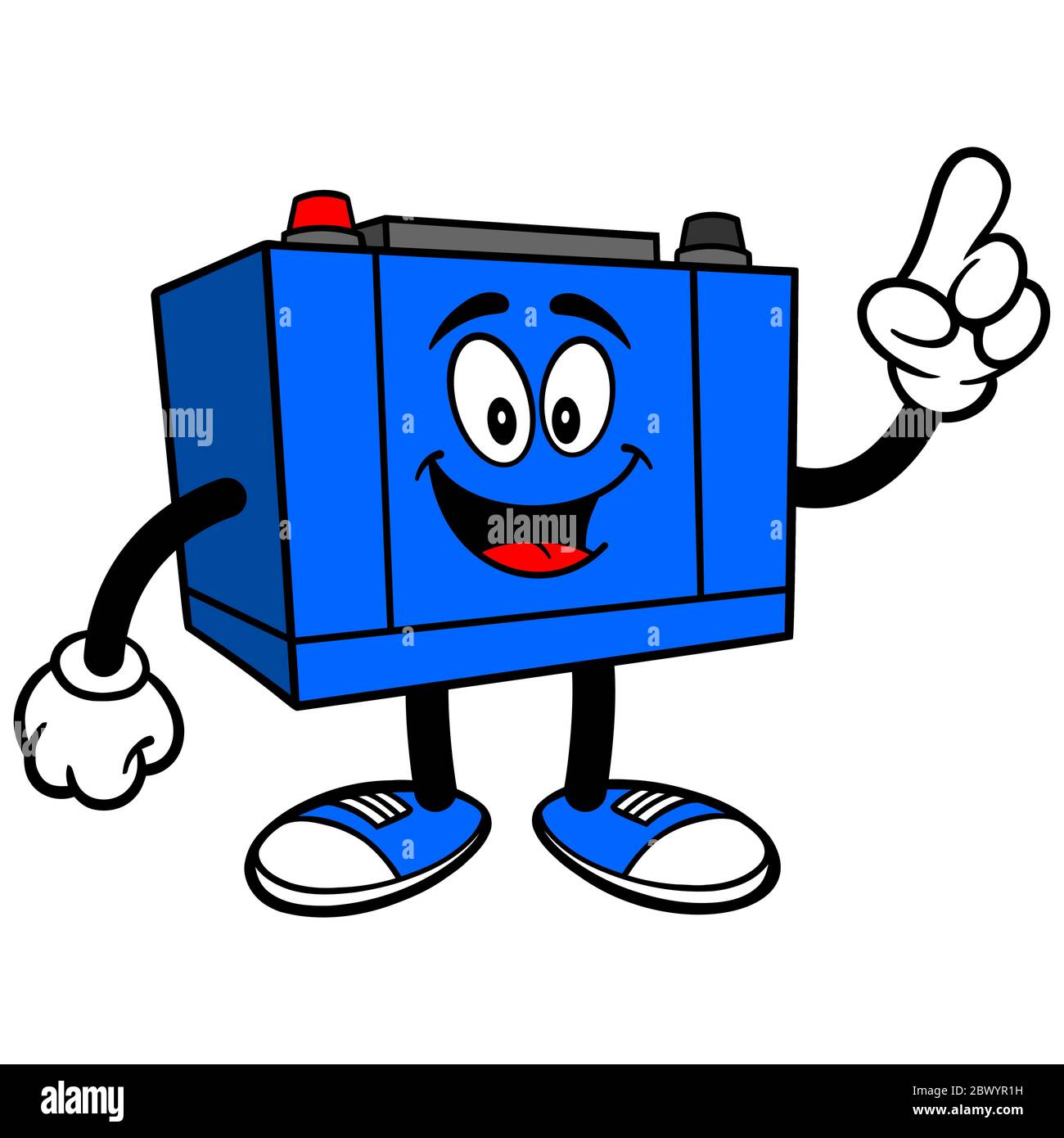 Car Battery Pointing- A Cartoon Illustration of a Car Battery Pointing ...